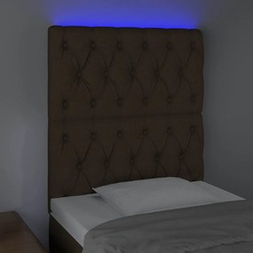 Čelo postele s LED tmavě hnědé 80x7x118/128 cm textil 3122737