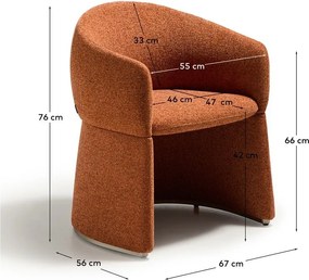 Čalouněné jídelní křeslo s područkami v terakotové barvě Bosca – Kave Home