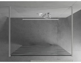 Mexen Kioto, průchozí sprchová zástěna 110 x 200 cm, 8mm sklo čiré/bílý vzor, 2x bílá stabilizační rozpěra, 800-110-002-20-97