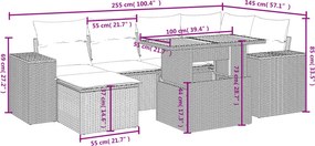 7dílná zahradní sedací souprava s poduškami černá polyratan 3272735