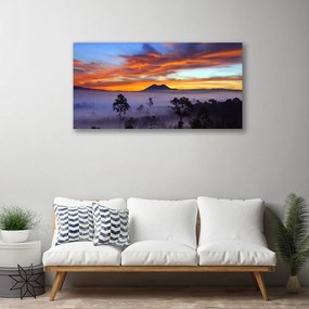 Obraz na plátně Stromy Mlha Krajina 125x50 cm