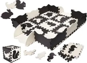 KIK Pěnové puzzle kontrastní černo-krémové / 30 x 30 cm / 25 dílků / E