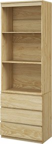 HOMCOM Vysoká knihovna o výšce 180 cm se 3 policemi a 3 zásuvkami v přírodním dřevě 60 x 35 x 180 cm