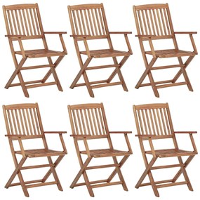 Skládací zahradní židle 6 ks masivní akáciové dřevo,  3065521