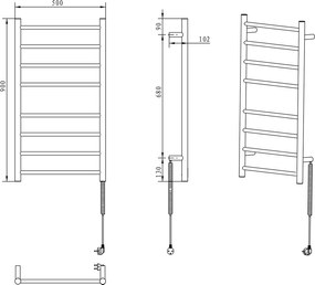 Sapho , REDONDO elektrický sušák ručníků, kulatý, 500x900 mm, 75 W, černý mat, ER220BV