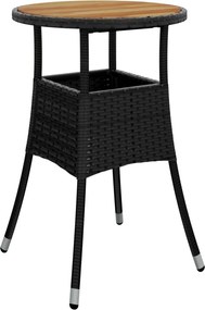 5dílný zahradní bistro set s poduškami černý polyratan 3187433