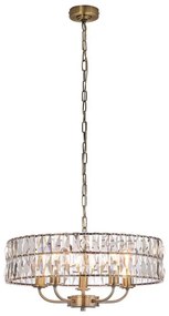 Endon 106244 - Lustr na řetězu CLIFTON 5xE14/6W/230V pr. 50,5 cm mosaz/čirá