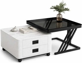 LuxuryForm DESIGN Konferenční stolek BOLT 70 × 70 / 60 × 60 cm – bílý / černý (set 2 ks)
