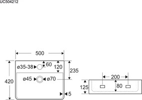 Mereo Mereo, Umyvadlo na desku i zavěšení s přepadem, 500x420x125 mm, keramické - pro zaslání balíkem, UC504212P