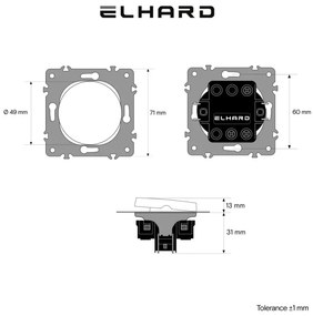 Elhard Kulatý vypínač Rondo č.6 střídavý, černý RD1006B