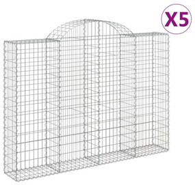 vidaXL Klenuté gabionové koše 5 ks 200x30x140/160cm pozinkované železo