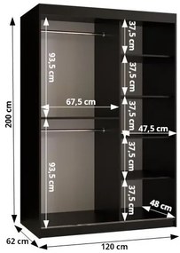 Šatní skříň Riven 2 120 (bílá matná) (se zrcadlem). 1064169