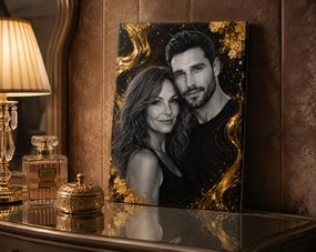 Foto obraz z vlastní fotky na plátno – Luxusní Glamour Gold styl se zlatými prvky