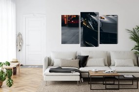 Vícedílný obraz Přední Část Černého Sportovního Vozu Nedostatek Nedostatek Přírodní plátno 120x80
