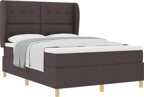 Postel s boxspringem s čelo Tmavě hnědá 200 x 140 cm textil 3340756