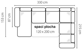 Sedací souprava BARELLO | 215x330x153 | rozkládací + úložný prostor | VÝBĚR TKANIN