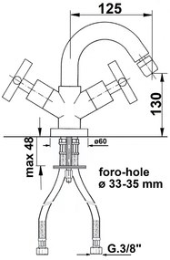 Reitano Rubinetteria, AXIA stojánková bidetová baterie bez výpusti, chrom, 518/S