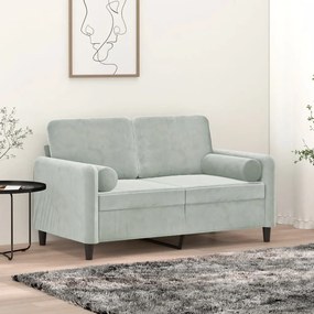 2místná pohovka s polštáři světle šedá 120 cm samet 3200871