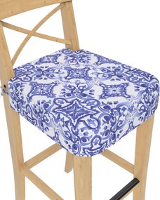 Sedák na židli IKEA Ingolf - barová barva modrá látka vzorované