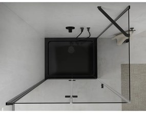 Mexen Lima skládací sprchový kout 100 x 80 cm, Průhledné, Černá + sprchová vanička Flat, Černá - 856-100-080-70-00-4070B