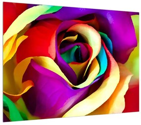 Barevný obraz abstraktní růže (70x50 cm)
