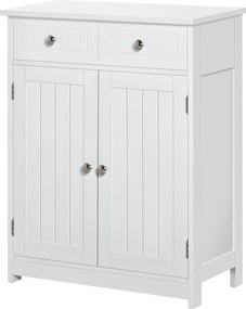 Kleankin Koupelnová Skříňka s Úložným Prostorem, 2 Zásuvky, 2 Dveře a Nastavitelná Polička, Moderní Styl pro Koupelnu a Ložnici, 60x30x75 cm