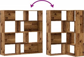 Rohová knihovna 4patrová old wood 85x85x140 cm kompozitní dřevo 3307817
