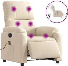 Elektrické masážní polohovací křeslo béžové látka z mikrovlákna 3204927