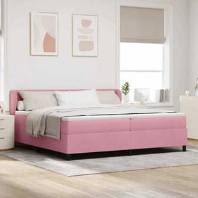 Postel s boxspringem s čelo Růžová 200 x 200 cm samet 3340357