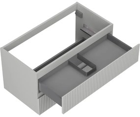 Mexen Rivel, koupelnová skříňka 90 cm, 2 zásuvky, drážkovaná, matná šedá, 91A20-09047-2-BFF62