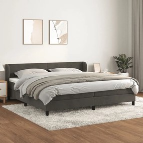 Box spring postel s matrací tmavě šedá 200x200 cm samet 3127392