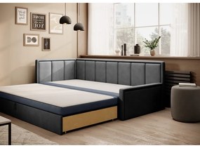 Modrá/šedá žinylková rozkládací/s úložným prostorem pohovka 214 cm Fulgeo – ELTAP
