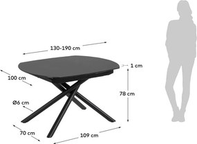 Rozkládací jídelní stůl s přídavnou deskou s keramickou deskou 100x130 cm Yodalia – Kave Home