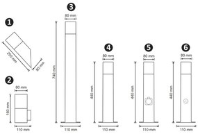 Venkovní lampa se senzorem NEW YORK 1xE27/12W/230V IP44 44 cm antracit