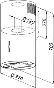 MAAN Elba W 731 černá / Komínová digestoř / 300 m3/h / LED osvětlení /