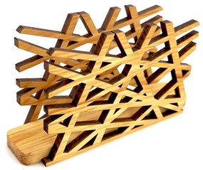AMADEA Dřevěný stojánek na ubrousky s motivem čapího hnízda, masivní dřevo, 12,5x6,5x3,5 cm