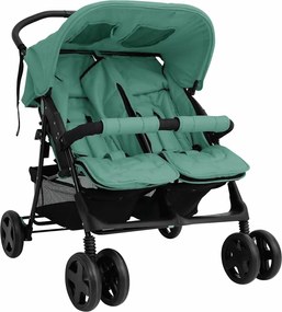 vidaXL Kočárek pro dvojčata ocel [10345] Barva: Zelená