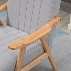 Křeslo HOMCOM Čalouněné křeslo s područkami Křeslo do obývacího pokoje Relaxační křeslo Scandi design Nohy z gumového dřeva Světle šedá barva do obýv…