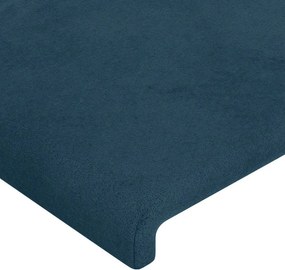 Čelo postele s LED tmavě modré 144x5x118/128 cm samet 3122196