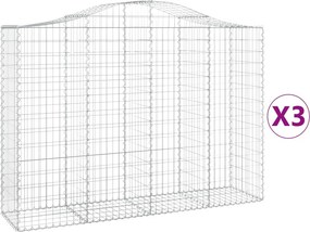 Klenuté gabionové koše 3 ks 200x50x140/160cm pozinkované železo 3145683
