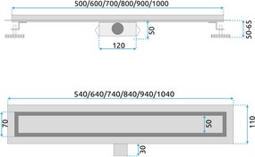 Rea Neox, odtokový sprchový žlab 90 cm, broušená ocel, REA-G2504