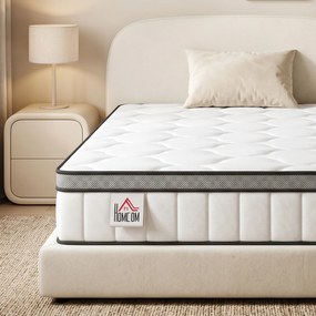 HOMCOM matrace 90 x 190 cm, výška 20 cm, 7-zónový taštičkový pružinový jádro s chladivým paměťovým pěnovým gelem