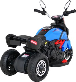 Ramiz Motorka Fast Tourist na baterie pro děti modrá + audio + světla + ekokůže