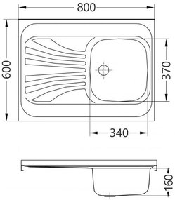 ALVEUS CLASSIC 30 X celoplošný dřez s dřevěným rámem, 800 x 600 mm, pravý 1073831