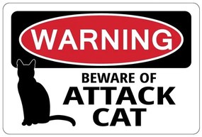 Plechová cedule Attack Cat Velikost: A4 (30 x 20 cm)