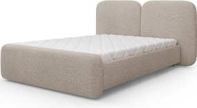 Postel Ollival 180x200, s kovovým roštem a úložným prostorem, béžové bouclé