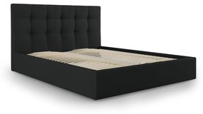 Černá čalouněná dvoulůžková postel s úložným prostorem s roštem 180x200 cm Nerin – Mazzini Beds