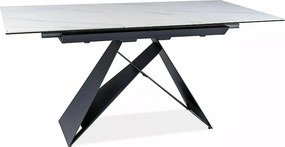 Jídelní rozkládací stůl Westin 120/160 cm keramika černý/bílý mramor