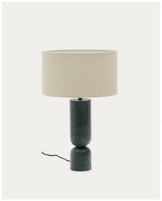 Tmavě zelená/béžová mramorová stolní lampa s textilním stínidlem (výška 57 cm) Vex – Kave Home