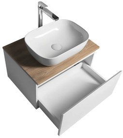 Aqualine Aqualine, ALTAIR skříňka s deskou 62,5 cm, bílá/dub emporio, AI267-02